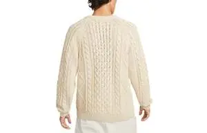 Nike Solid Color Round Neck Knit Long Sleeves Wool Sweater Yellow