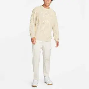Nike Solid Color Round Neck Knit Long Sleeves Wool Sweater Yellow