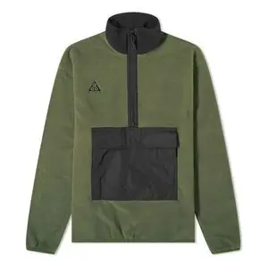 Nike Embroidered Fleece Pullover Jacket - Army Green