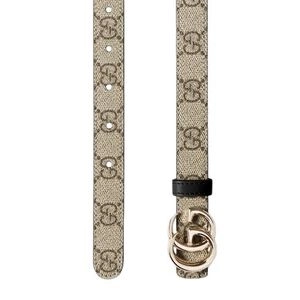 Gucci Marmont Thin Belt - Beige/black