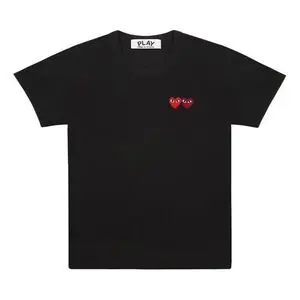 Play Comme Des Garcon Double Heart T-shirt - Black