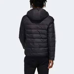Adidas Neo Hooded Down Jacket With Signature Stripes