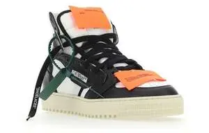 Off-White Off Court 3.0 Leather Canvas High Top Sneakers - Black/white/orange