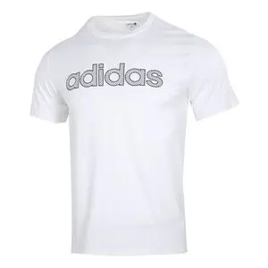 Adidas Neo Athleisure Casual Sports Breathable Logo Solid Color Round Neck Short Sleeve White T-shirt - Multi-color