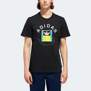 Adidas Originals Oncourt Tee Funny Printing Logo Sports Round Neck Short Sleeve - Black