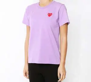 Play Comme Des Garcon Red Heart Logo T-shirt - Purple