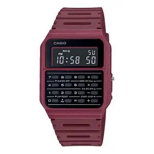 Casio Quartz Digital Watch With Calculator Function - Dark Red