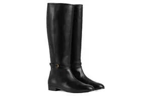 Gucci Knee High Leather Boots With Buckle Detail
