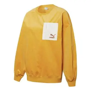 PUMA Round Neck Pullover With Zipper Pocket - Yellow
