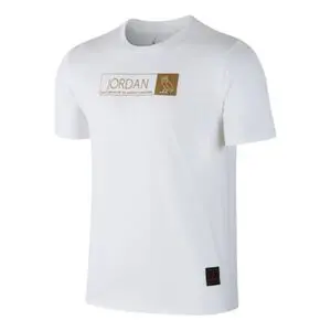JORDAN Logo Round Neck Pullover Short Sleeve White T-shirt - Multi-color