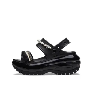 CROCS Mega Crush Pearl Ruffle Sandal - Black