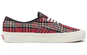 VANS Authentic 44 Dx "red Brown Blue" Plaid Low Top Sneakers - Red/brown/blue