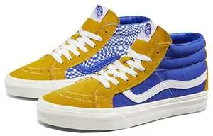 VANS Sk8-mid Suede And Canvas Sneakers - Yellow/blue