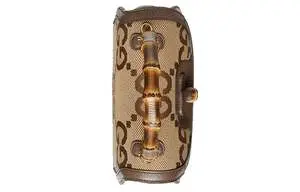 Gucci Bamboo 1947 Jumbo Gg Small Top Handle Bag 'beige Brown