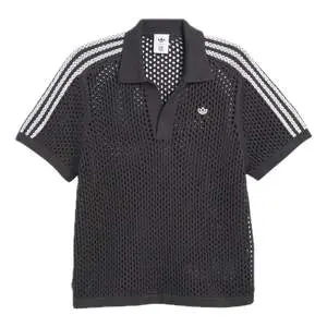 Adidas X Clot Fw24 Crochet Polo Shirt Asia Sizing 'carbon - Charcoal