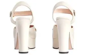 Gucci Ankle-strapped Platform Sandals With Horsebit Detail - White