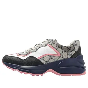 Gucci Rhyton Low Top Sneakers With Monogram Pattern - Beige/blue
