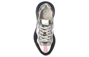 Gucci Rhyton Low Top Sneakers With Monogram Pattern - Beige/blue