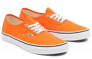 VANS Authentic Low Top Lace Up Casual Sneakers - Orange/white