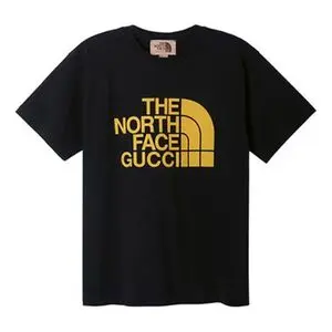 Gucci X The North Face Crossover Alphabet Logo Printing Loose Round Neck Short Sleeve T-shirt - Black