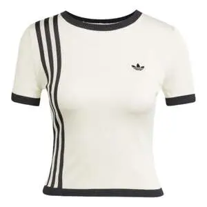 Adidas Knitted 3-stripes Short T-shirt Asia Sizing - White