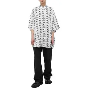 Balenciaga Bb Logo Oversized Shirt 'white Black