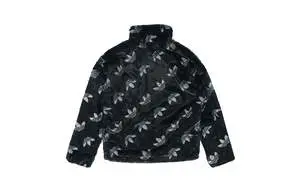 Adidas Originals Logo Stand Collar Faux Fur Jacket