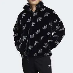 Adidas Originals Logo Stand Collar Faux Fur Jacket