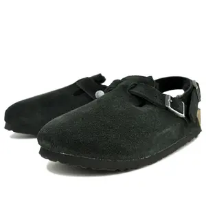 BIRKENSTOCK Tokio Shearling Suede Clogs With Buckled Straps - Black