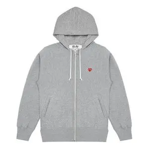 Play Comme Des Garcon Zip Up Hooded Sweatshirt - Grey