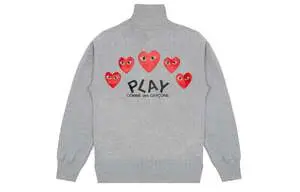 Play Comme Des Garcon Zip Up Crewneck Sweatshirt