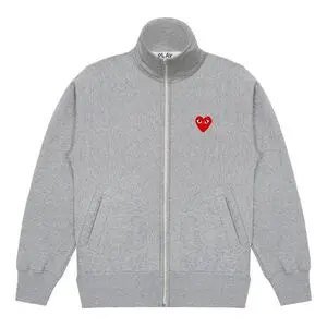 Play Comme Des Garcon Zip Up Crewneck Sweatshirt - Grey