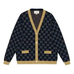 GUCCI Gucci GG Patterned V-Neck Wool Cardigan