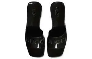 Gucci Rubber Slide Sandals With Platform And Block Heel