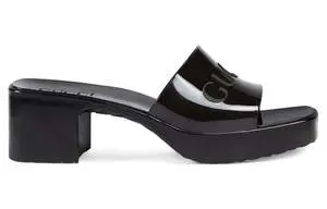 Gucci Rubber Slide Sandals With Platform And Block Heel