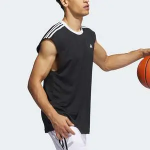 Adidas Sleeveless Basketball Tee - Black