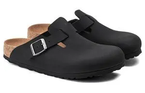 BIRKENSTOCK Vegan Birkibuc Boston Clogs - Black