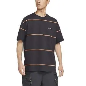 Nike Ss22 Stripe Round Neck Pullover Short Sleeve Gray