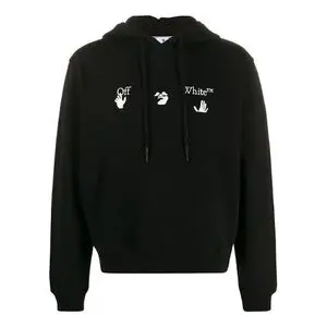Off-White Logo Print Drawstring Hoodie - Black