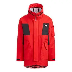 Adidas Colorblock Hooded Fleece Jacket - Red