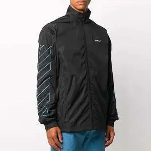 Off-White Diagonal Stripes Zipper Jacket