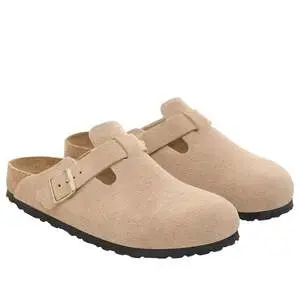 BIRKENSTOCK Boston Suede Leather Clogs - Sandcastle