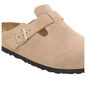 BIRKENSTOCK Boston Suede Leather Clogs - Sandcastle
