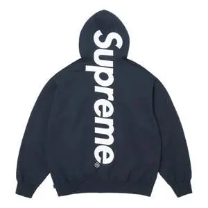 Supreme Ss26 Satin Appliqué Hooded Sweatshirt - Navy