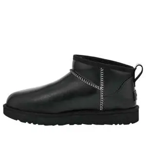 UGG Classic Ultra Mini Leather Regen Boots - Black