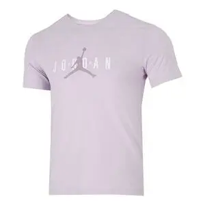 JORDAN Alphabet Flying Logo Printing Round Neck Casual Short Sleeve Lavender Light Purple T-shirt - Multi-color