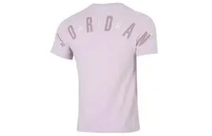JORDAN Alphabet Flying Logo Printing Round Neck Casual Short Sleeve Lavender Light Purple T-shirt - Multi-color