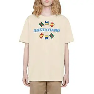 Gucci Band Flag Embroidered Logo For - White