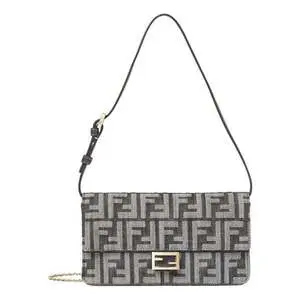 Fendi Monogrammed Denim Baguette - Blue