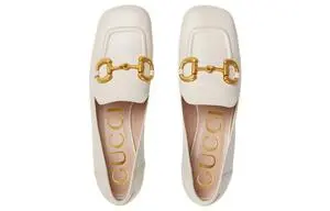 Gucci Leather Loafer With Horsebit Detail - White